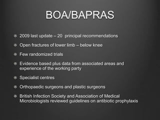 Managment of open fractures | PPTX | First Aid | Injuries