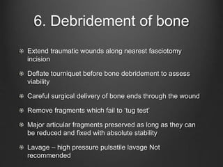 Managment of open fractures | PPTX | First Aid | Injuries