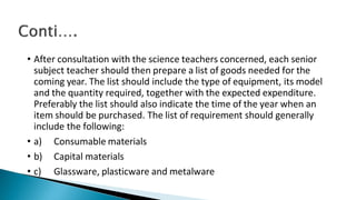 Managment of Science laboratory in laboratory organization | PPT