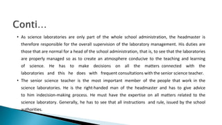 Managment of Science laboratory in laboratory organization | PPT