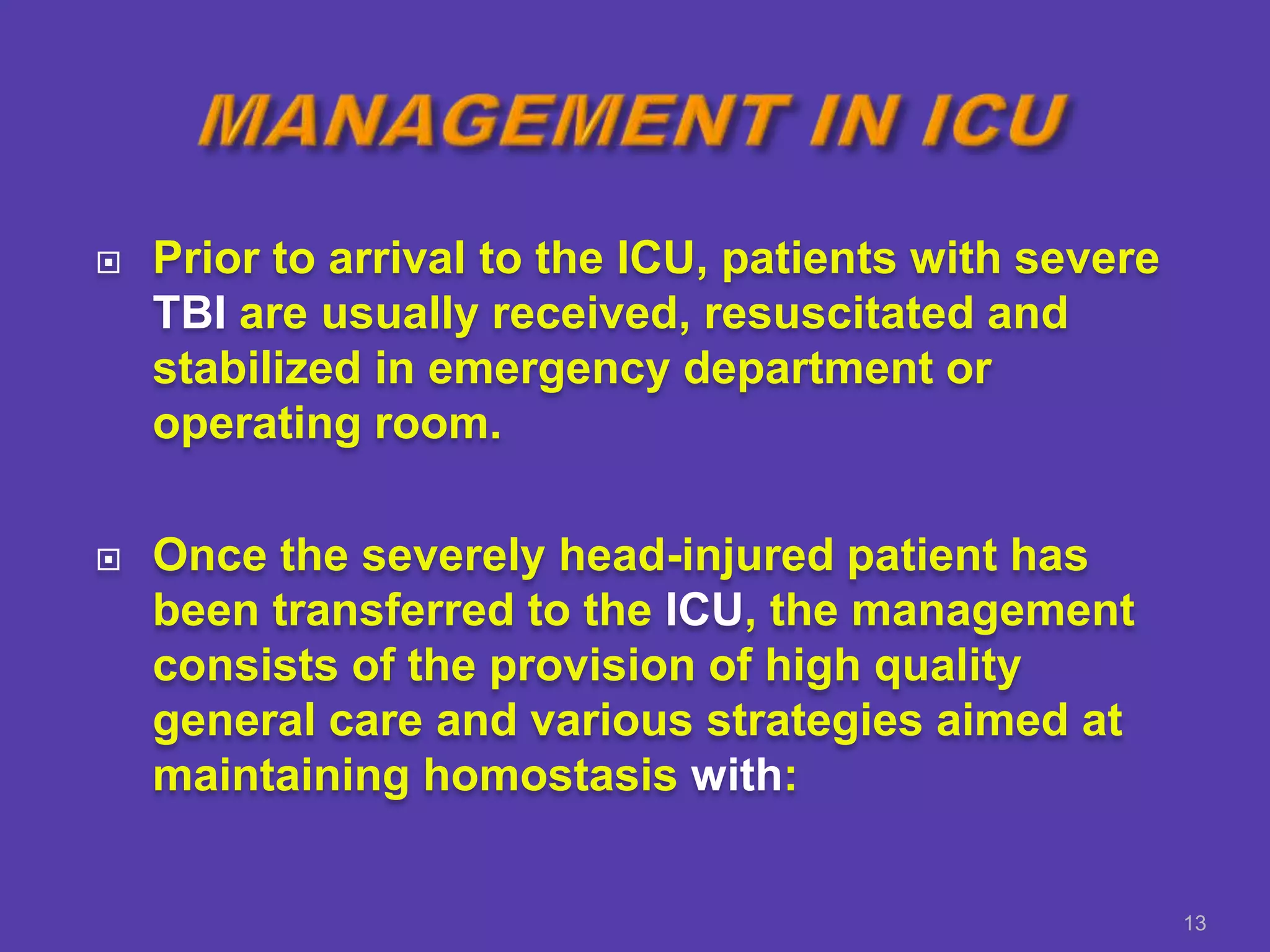 Management of Traumatic Brain Injury in ICU | PPTX
