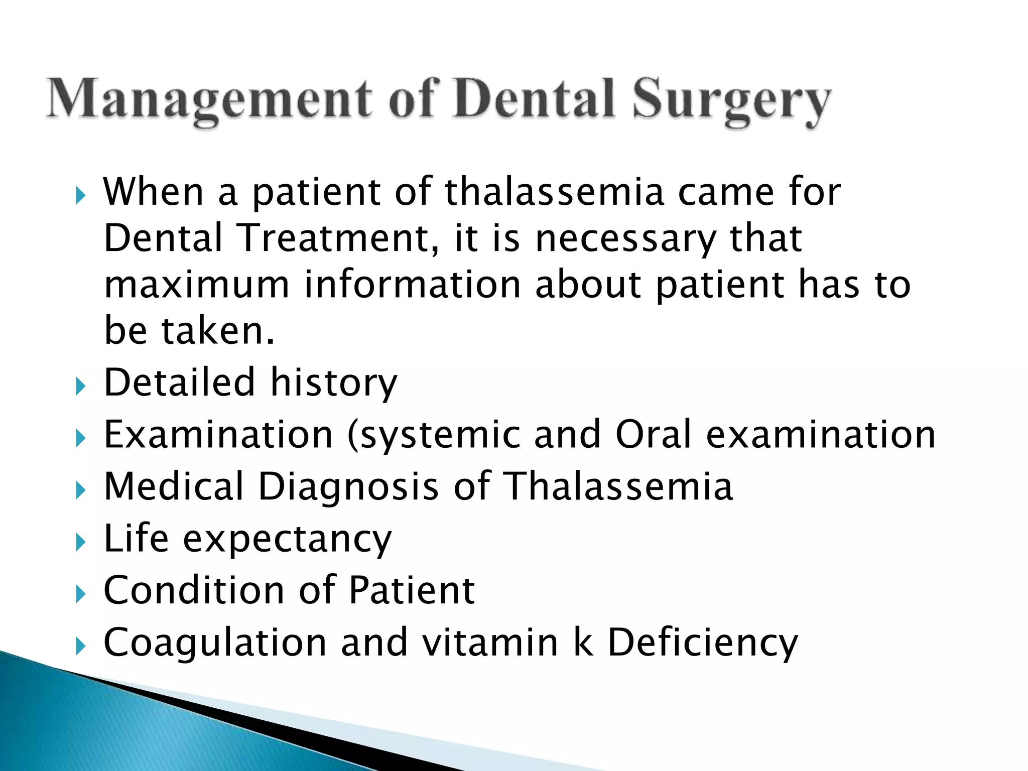 Management of Thallasemia Patient of Dental Surgery | PPTX