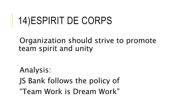 Henri Fayol's 14 Principles in JS BANK Ltd | PPT