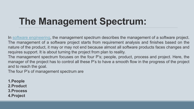 Managment spectrum | PPTX | Computer Software and Applications | Computing