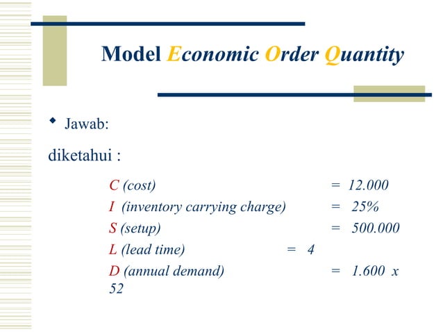 Manajajemen Persediaan tambahan pada sistem rantai pasok | PPT