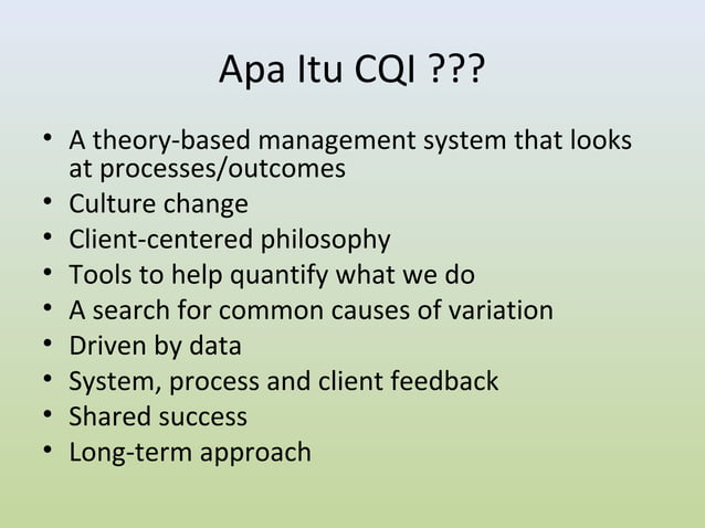 Continuous Quality Improvement (CQI) | PPT | Business | Business and ...