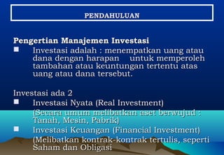 Manajemen investasi | PPT
