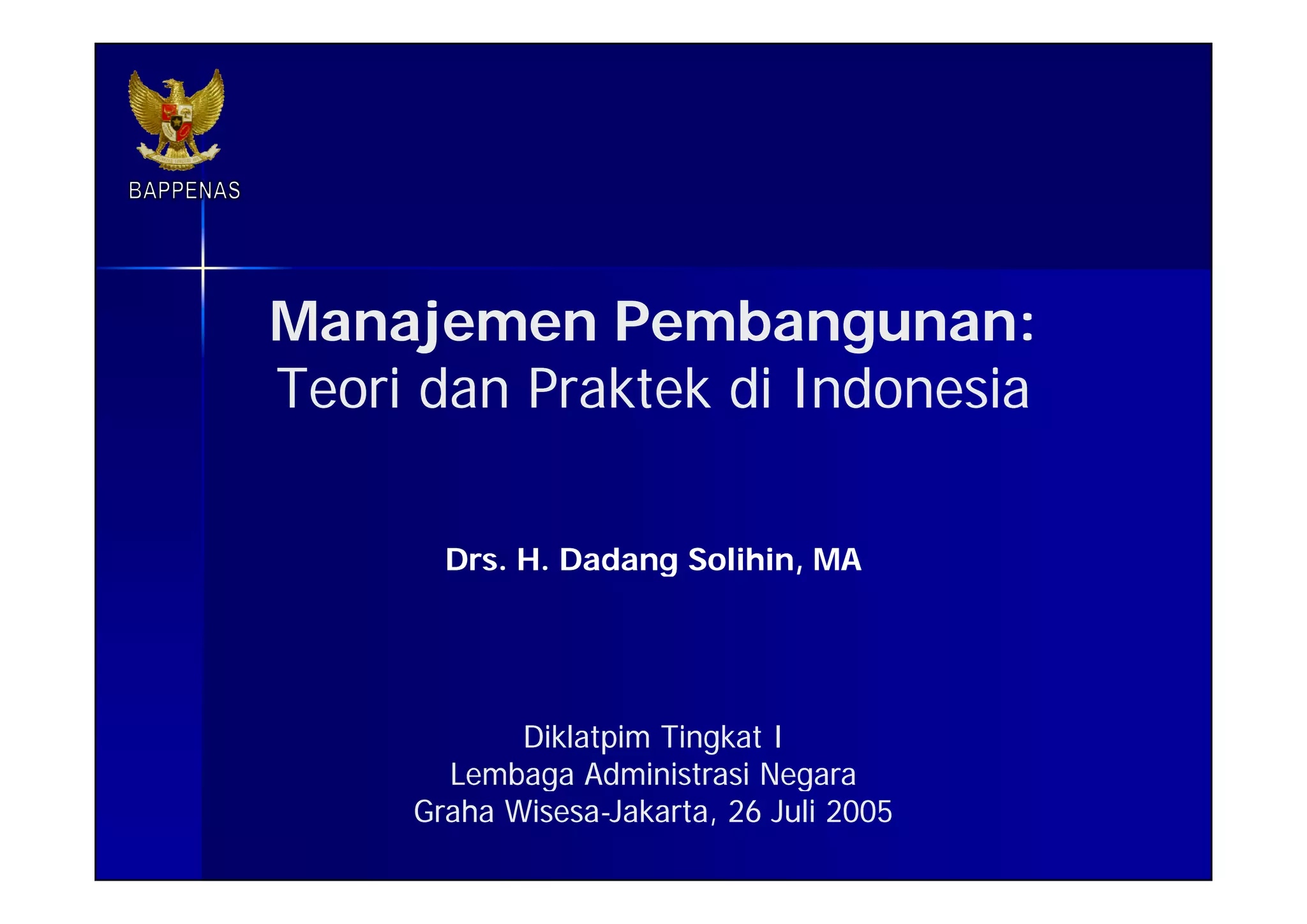 Manajemen Pembangunan: Teori dan Praktek di Indonesia | PDF