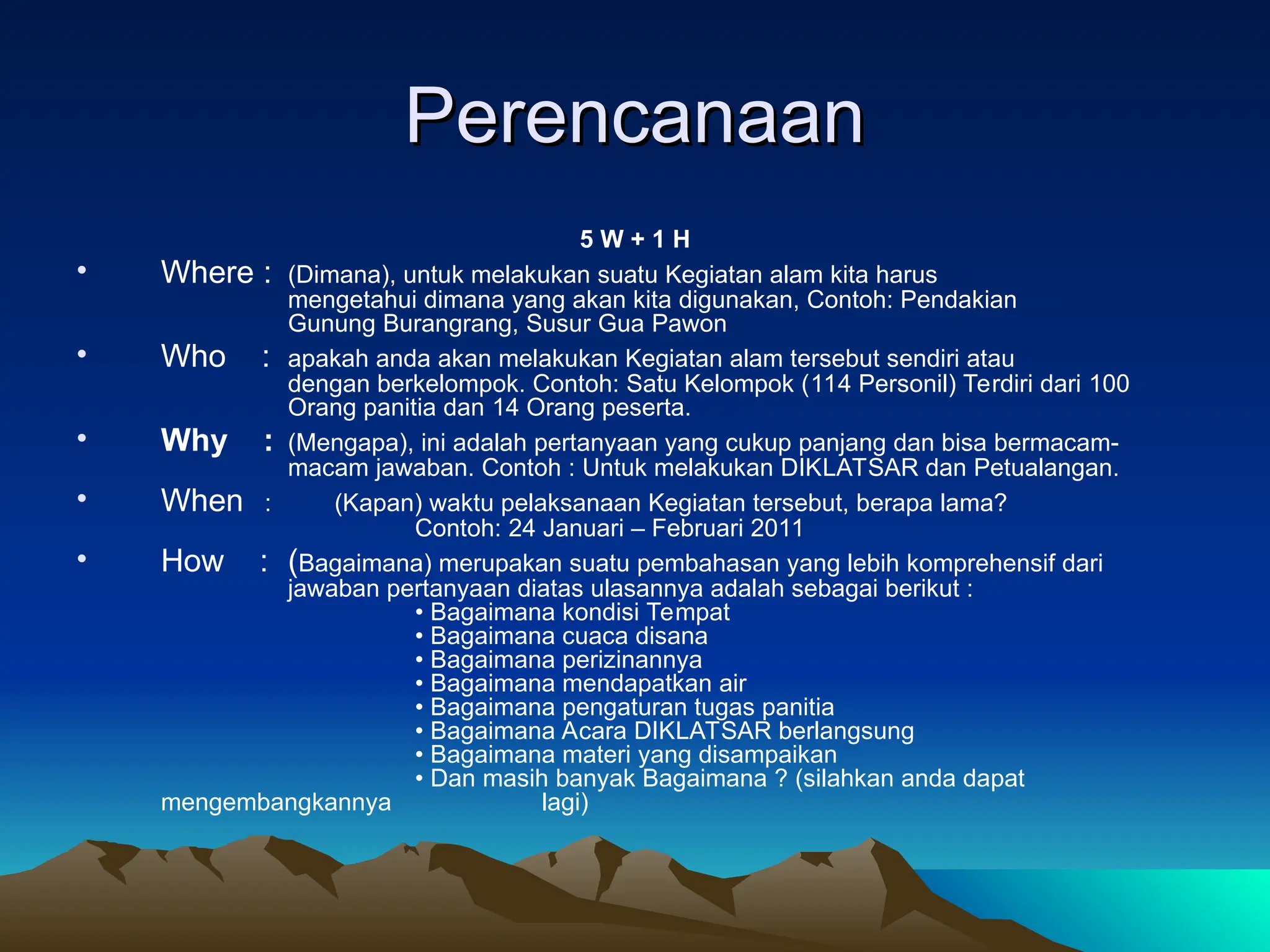 materi manajemen perjalanan pada diklatsar | PPT