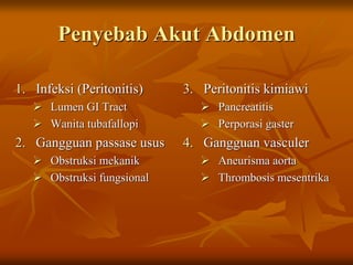 Manajemen akut abdomen by dr. djoko, sp b | PDF