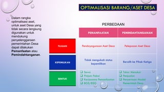 MANAJEMEN BARANG-ASET DESA BERDASARKAN PERMENDAGRI | PDF