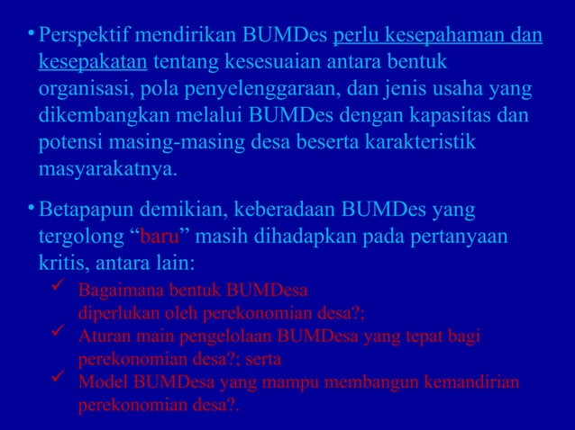 Manajemen Bumdes menuju Bumdes yang sehat | PPT