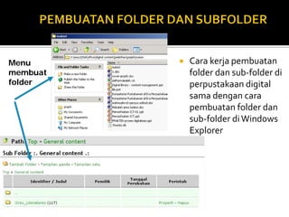 Manajemen folder dan upload metadata | PDF