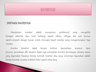 Manajemen investasi (softskill) | PPTX