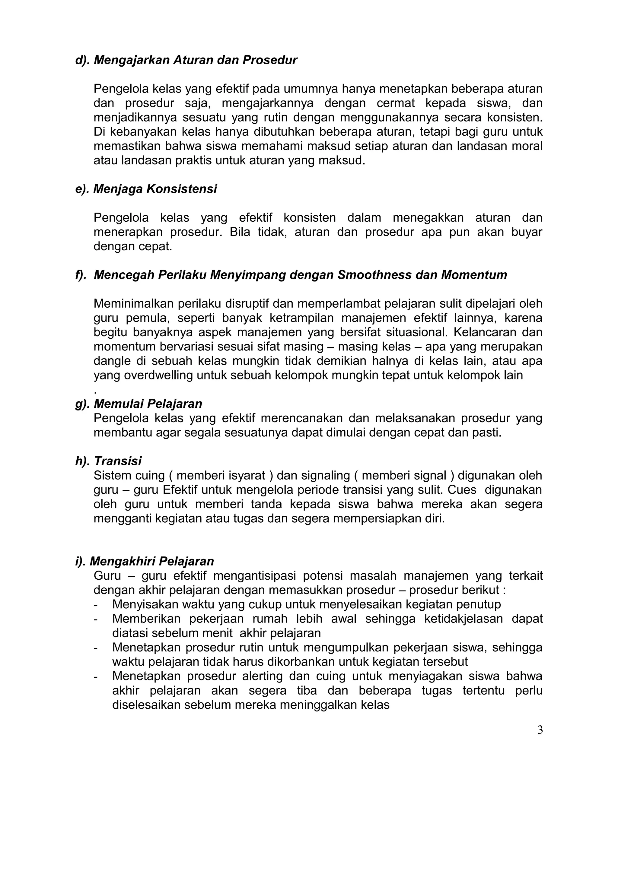 Manajemen kelas | PDF