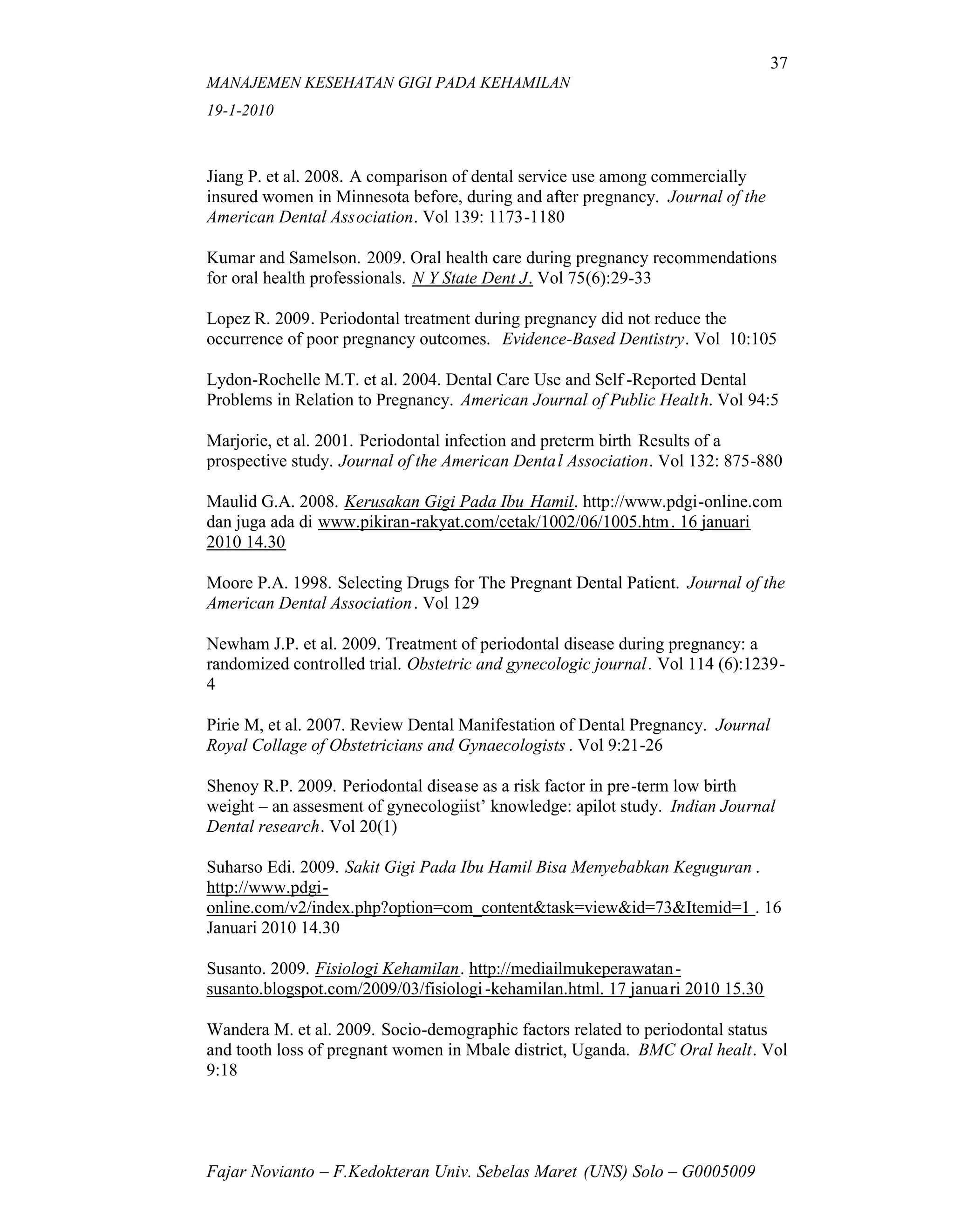 Manajemen Kesehatan Gigi Pada Kehamilan | PDF