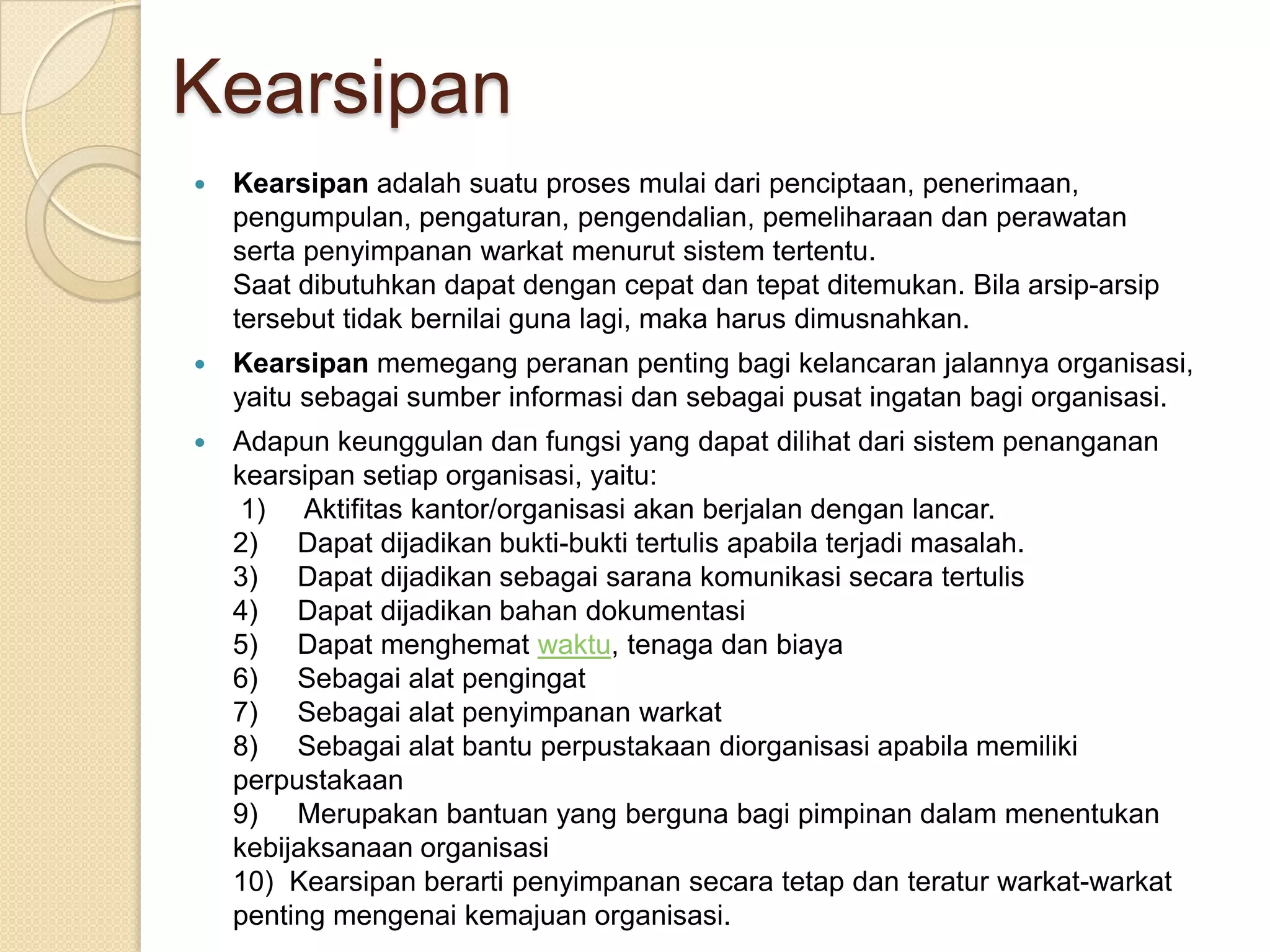 Manajemen kesekretariatan | PPT