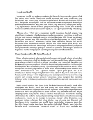 MANAJEMEN KONFLIK DALAM ORGANISASI PERUSAHAAN BAGI KOPI DI POS ...