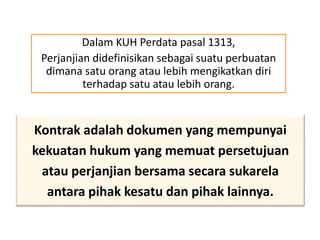 Kontrak sesuai dengan KUH Perdata di Indonesia | PPTX