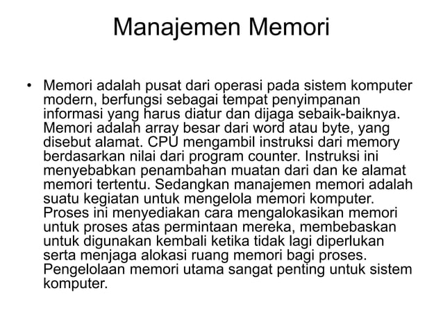 Manajemen memori | PPT