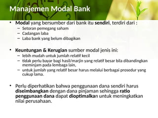 Materi Manajemen Modal Pada Perbankan dan Penjelasannya | PPTX