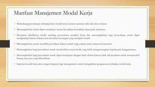 Pengertian, Konsep dan Jenis Modal Kerja | PPTX