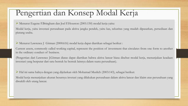 Pengertian, Konsep dan Jenis Modal Kerja | PPTX