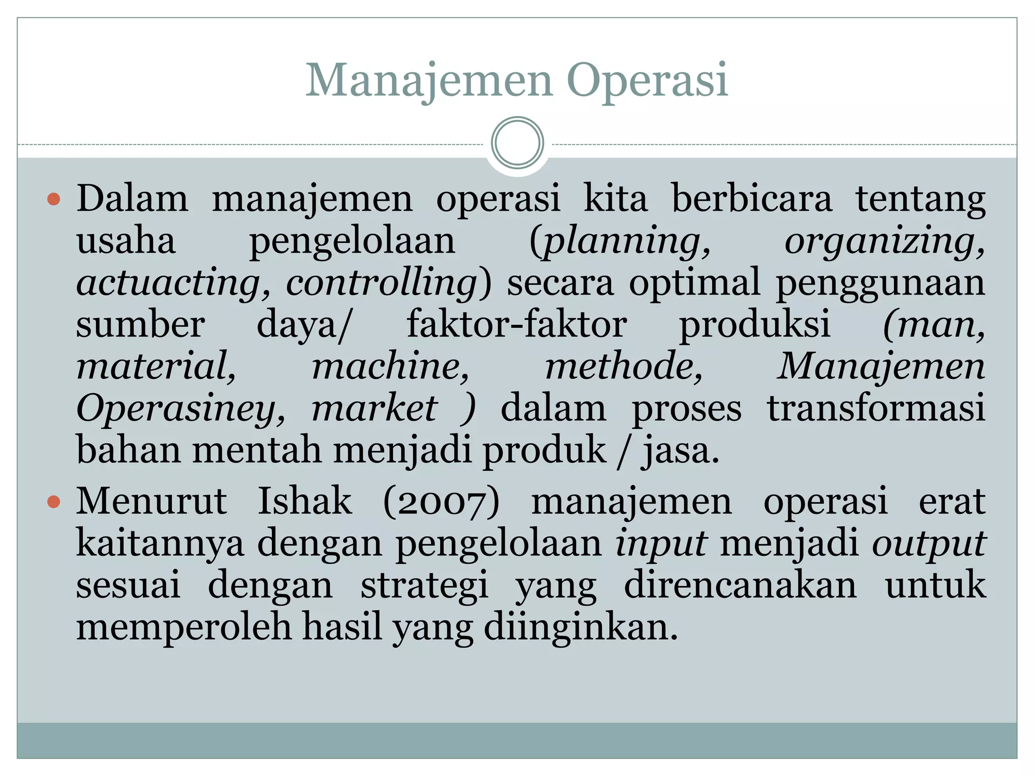 Manajemen operasional | PPTX