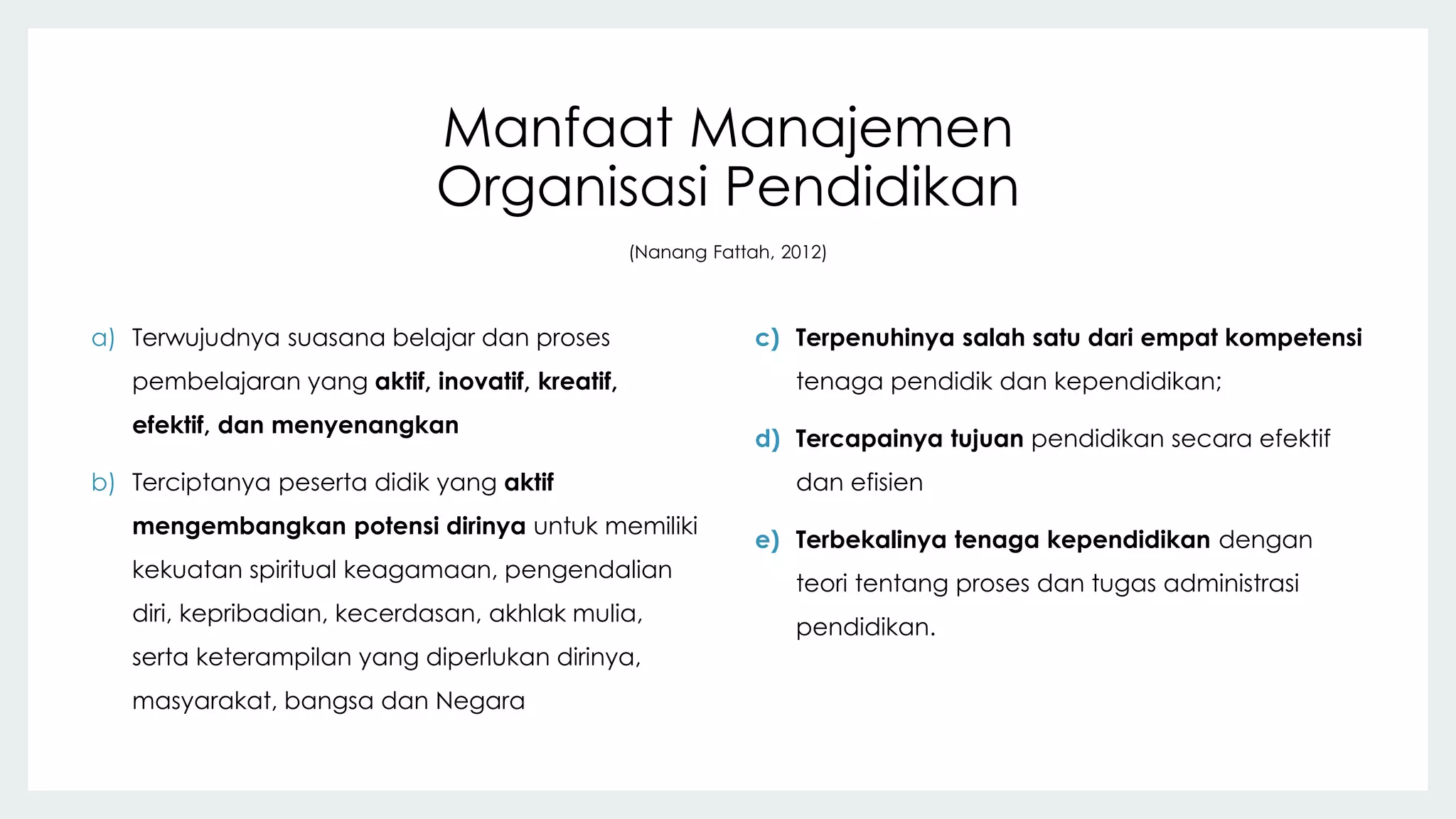 Manajemen Organisasi Bidang Pendidikan (Presentasi) | PDF