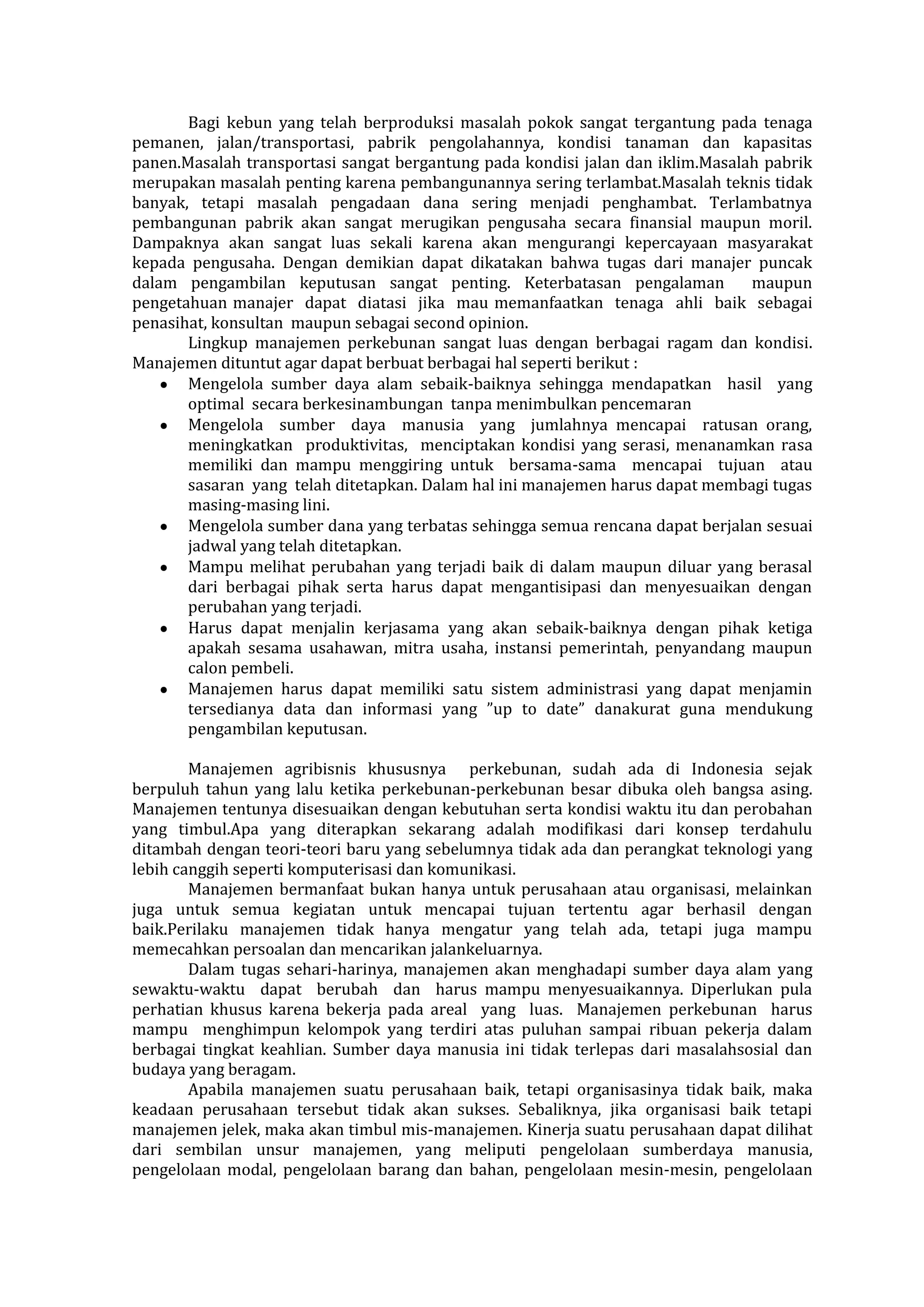 Manajemen pada perkebunan kelapa sawit | DOCX