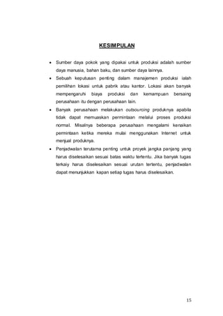 Manajemen produksi & memperbaiki kualitas dan efisiensi produksi | DOCX