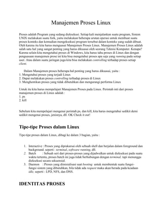 Manajemen proses linux | PDF