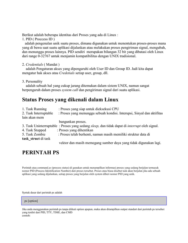 Manajemen proses linux | PDF