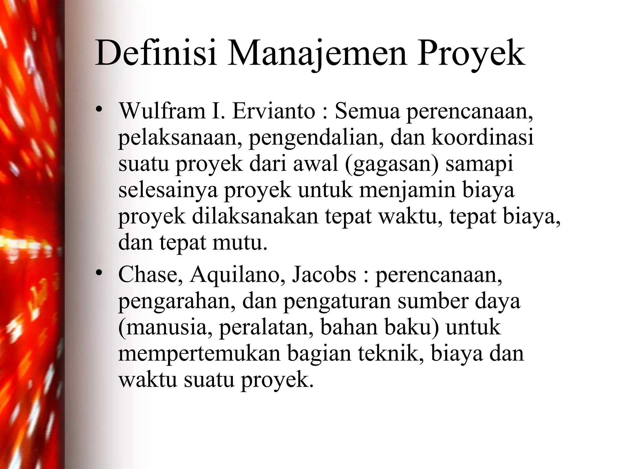 Pengantar Manajemen Proyek | PPT