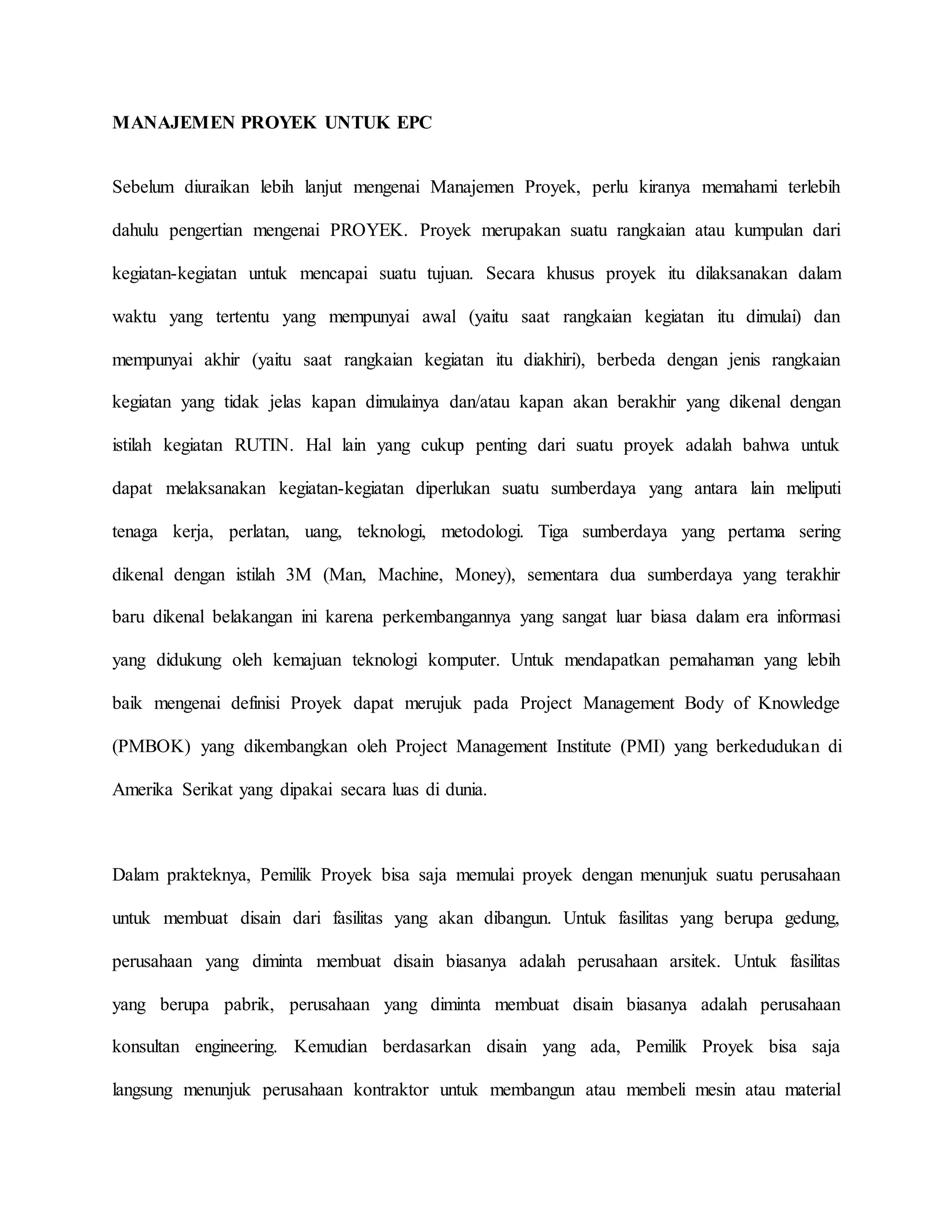 Manajemen proyek untuk epc | DOCX