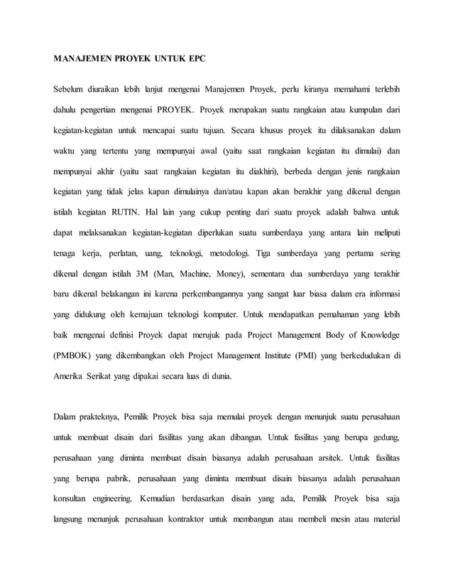 Manajemen proyek untuk epc | DOCX
