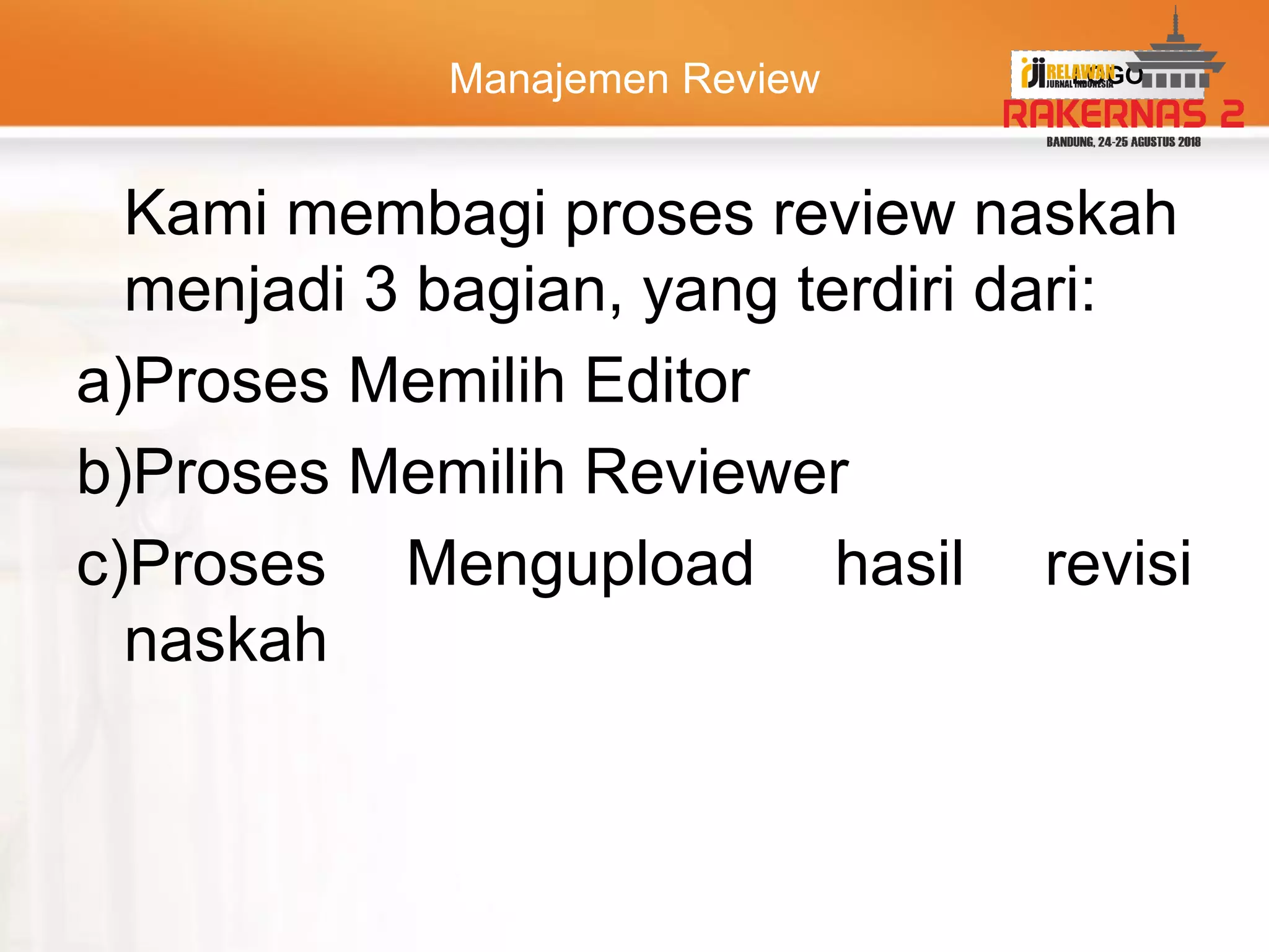 PROSES DALAM MANAJEMEN REVIEW PADA OJS | PDF