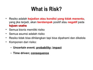 Manajemen risiko Perusahaan Jasa | PPT