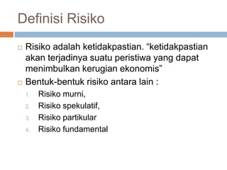 Manajemen risiko asuransi | PPTX