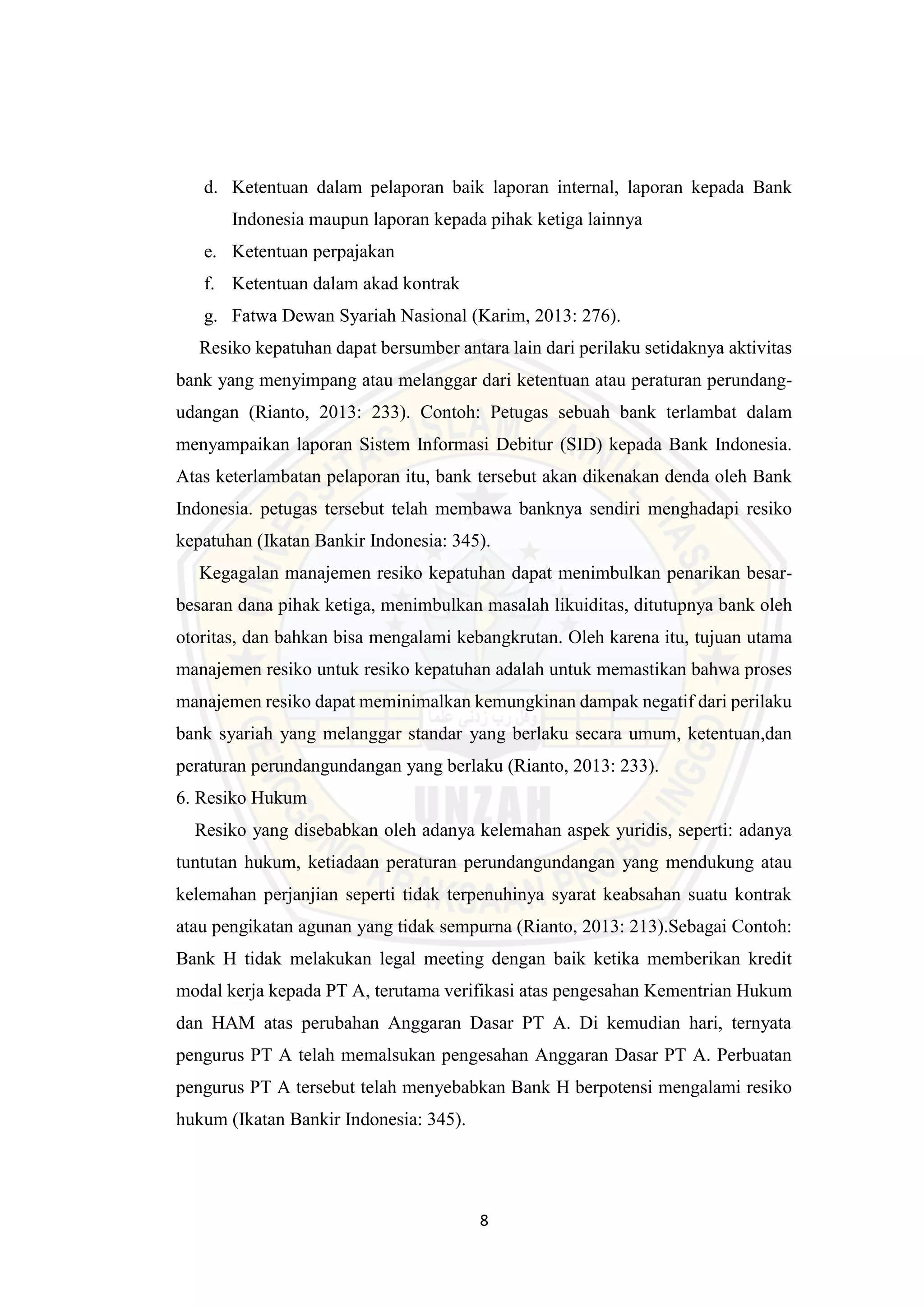 Manajemen Risiko Bank Syariah Mata Kuliah Manajemen Lembaga Ekonomi ...