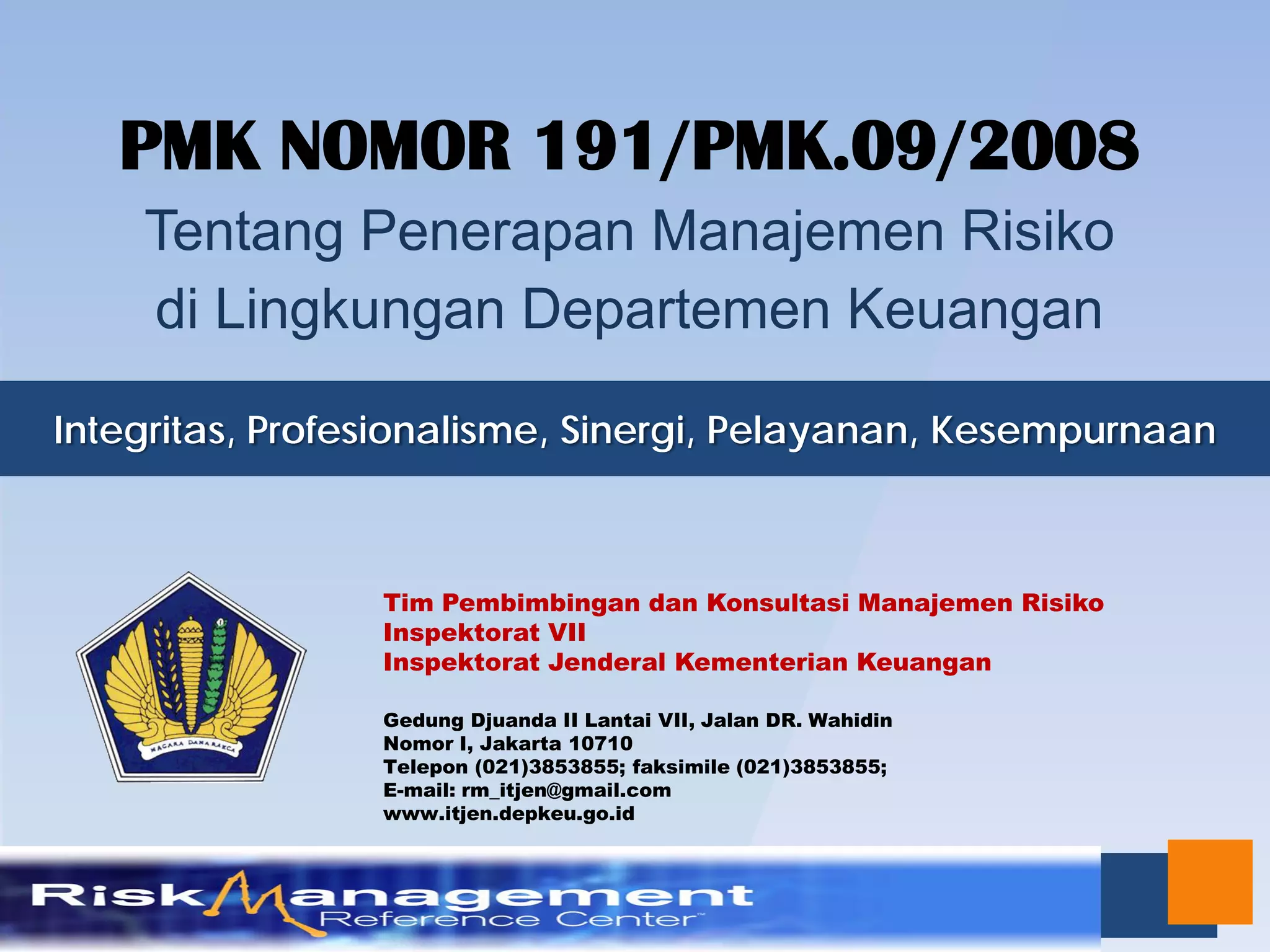 Manajemen risiko di kementerian keuangan | PDF