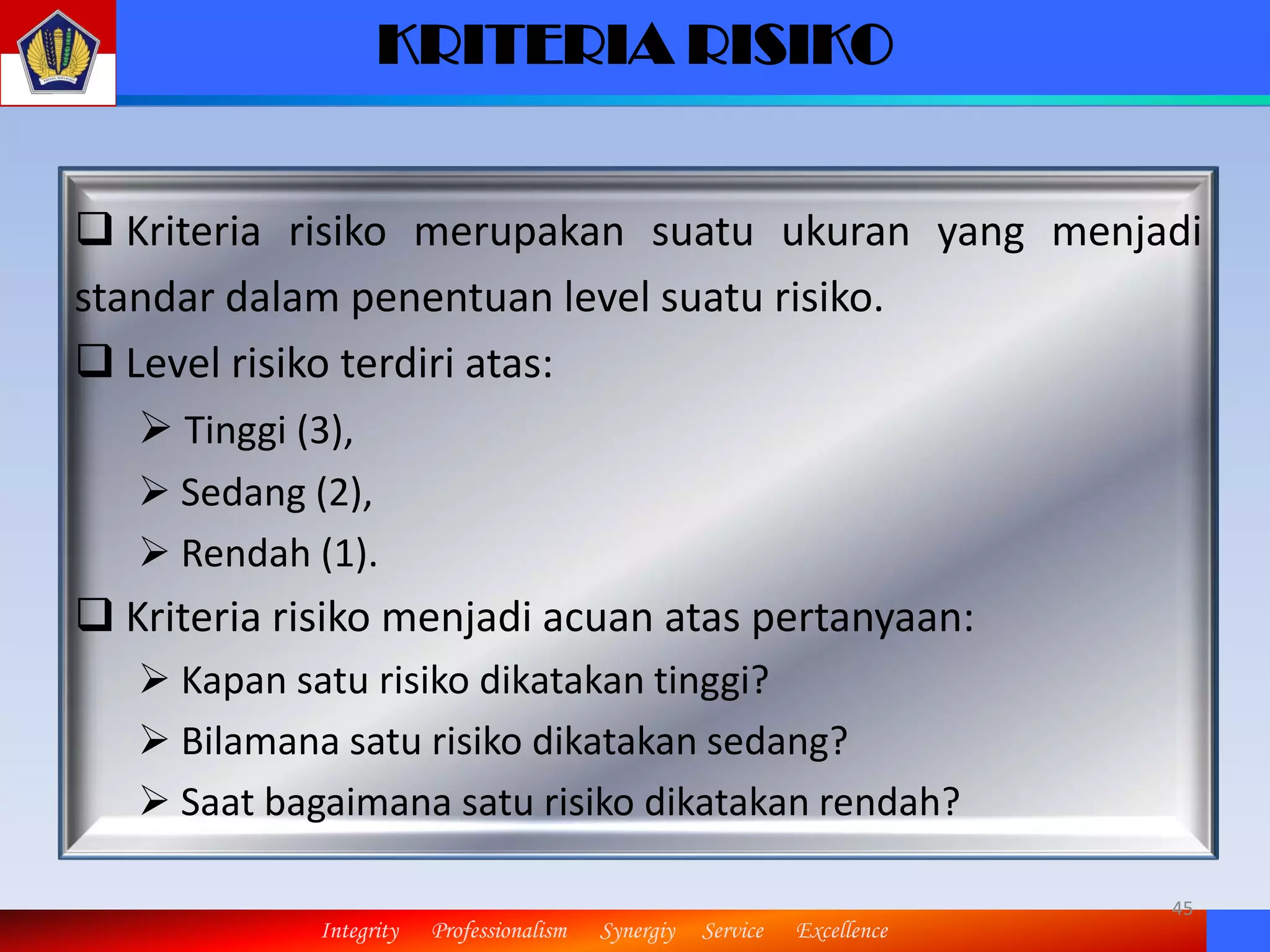 Manajemen risiko di kementerian keuangan | PDF