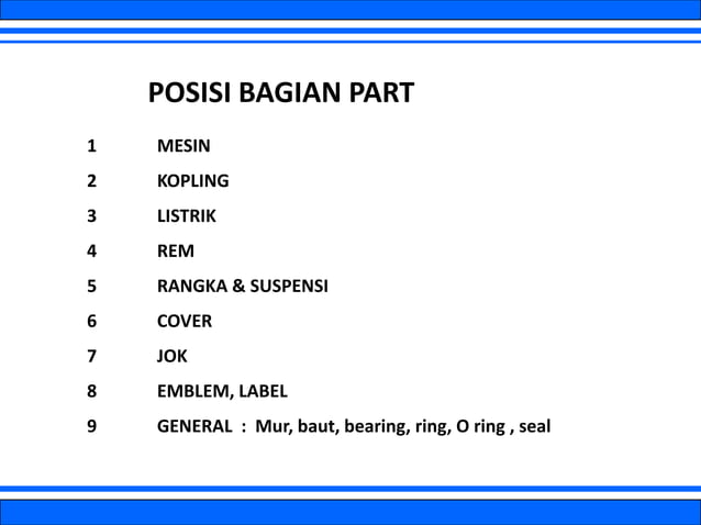 Manajemen sparepart - Membaca katalog dan mengenal sparepart sepeda ...
