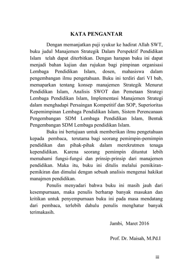 Manajemen Strategik dalam perspektif pendidikan islam | PDF