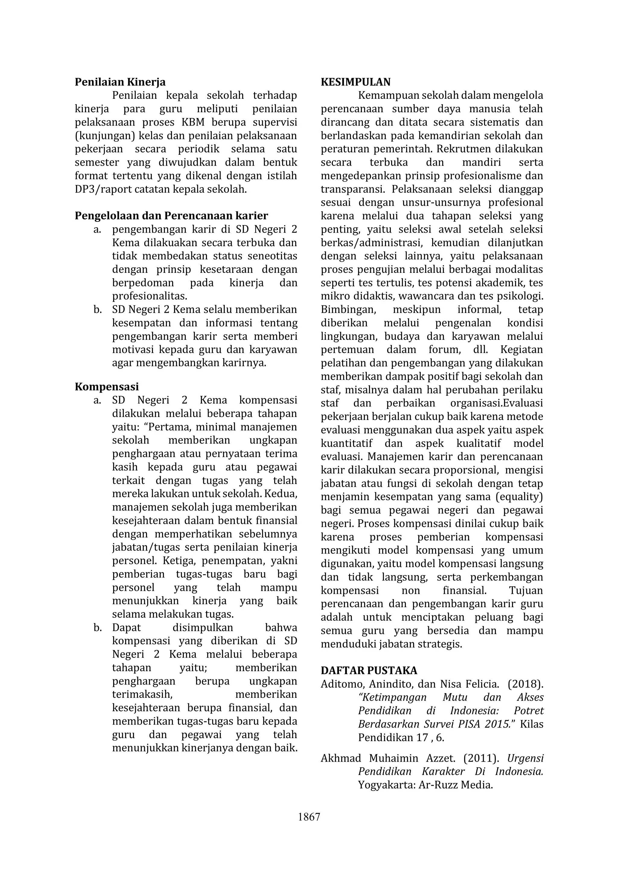 Manajemen Sumber Daya Manusia Dalam Meningkatkan Mutu Pendidikan Di SD Negeri 2 Kema | PDF