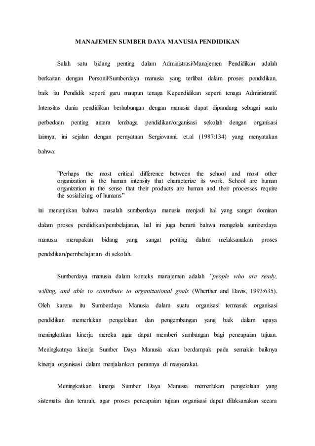 Manajemen sumber daya manusia pendidika1 | PDF