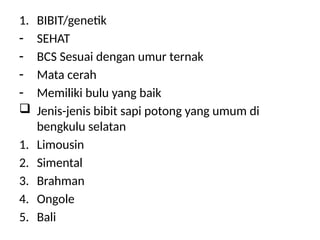 TATA CARA BETERNAK SAPI INTENSIF UNTUK PEMULA | PPTX
