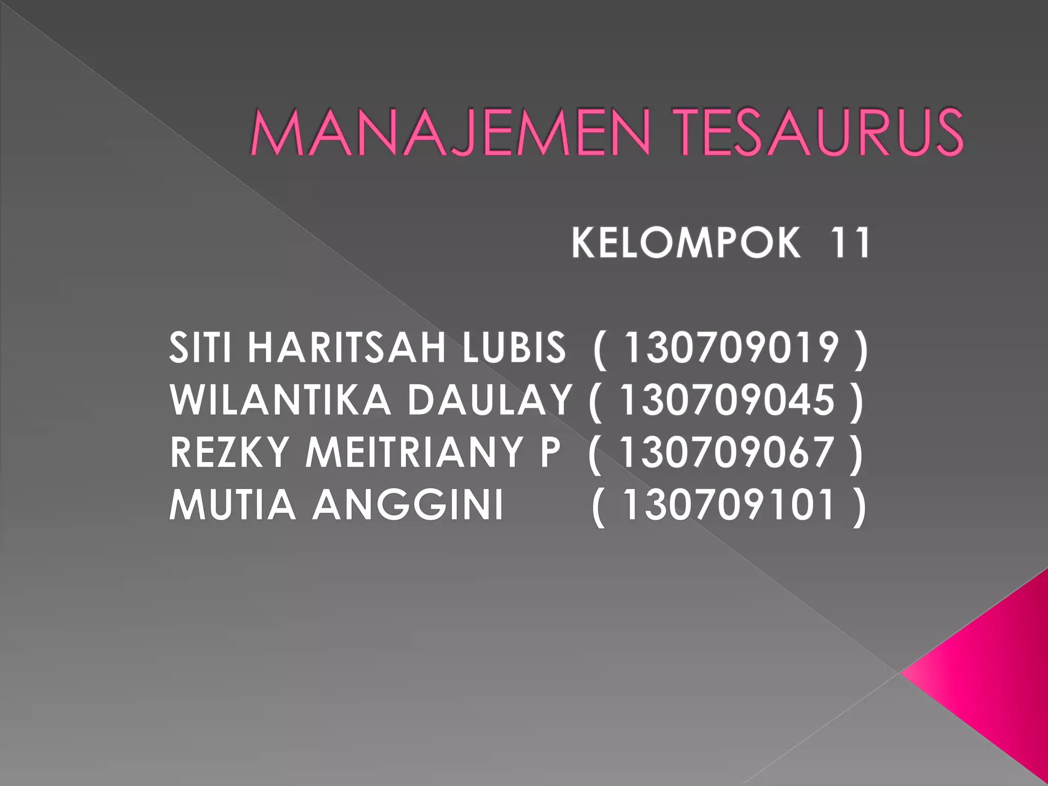 Manajemen tesaurus | PPTX