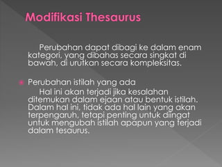 Manajemen tesaurus | PPTX