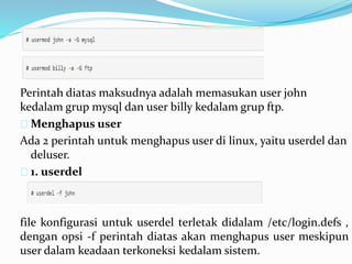 Manajemen user dan grup di linux | PPTX